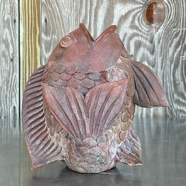 Vintage Boho Terra Cotta Koi Fish | Chairish