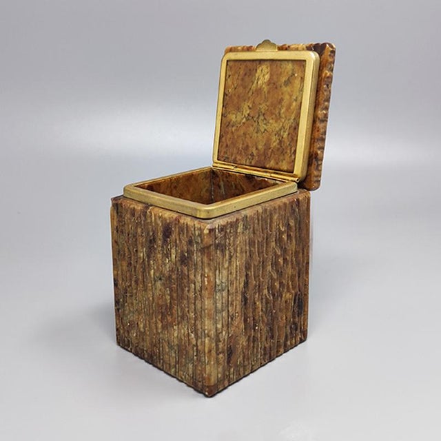 1960s Italian Handmade Brown Alabaster Box | Chairish