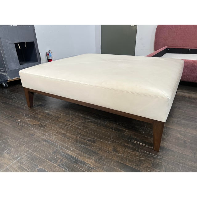 Richard Andronaco Custom Large Leather Ottoman | Chairish