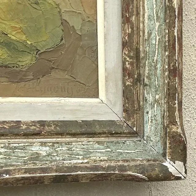 Vintage Boho Italian Impasto Still Life Oil Painting on Canvas | Chairish