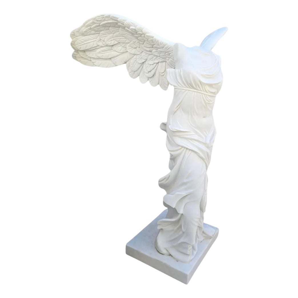 Large Hand-Carved Marble Sculpture of Nike of Samothrace, 1990 | Chairish