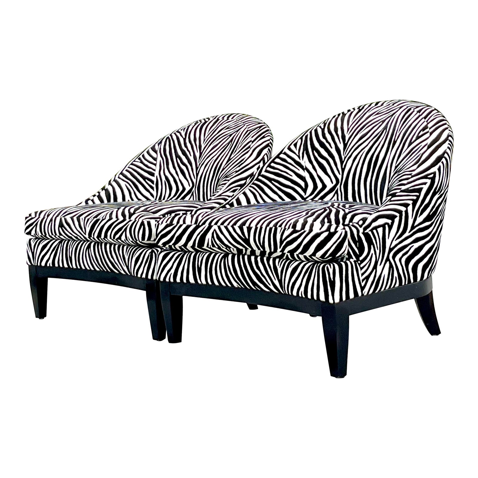 Vintage Boho Low Slung Zebra Lounge Chairs - a Pair | Chairish