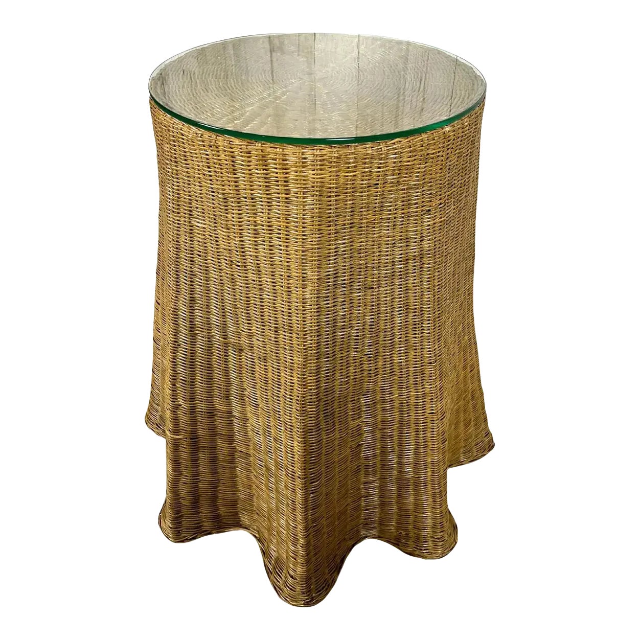 Trompe l'Oeil Draped Wicker "Ghost" Side Table | Chairish