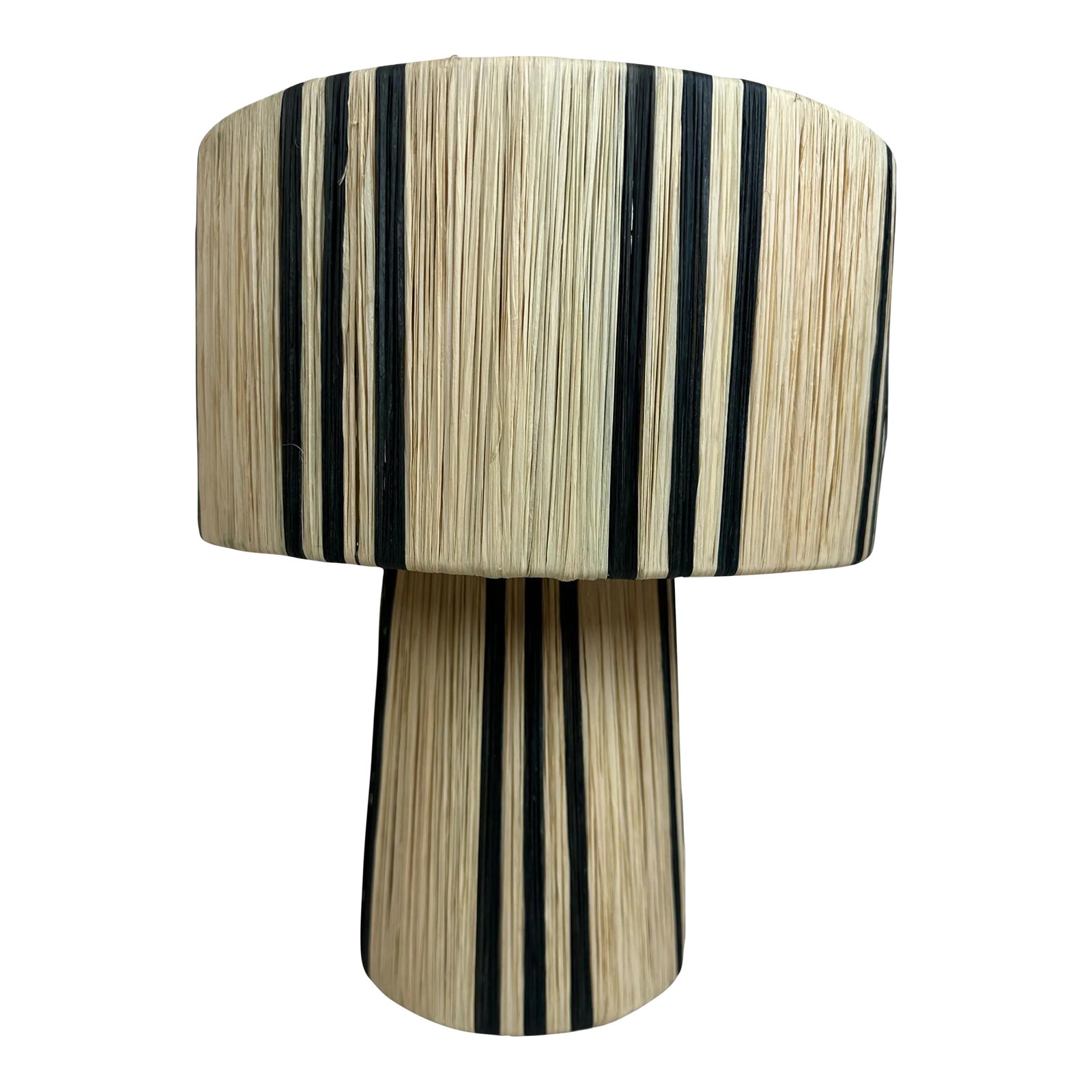 21st Century Black Raffia Table Lamp | Chairish