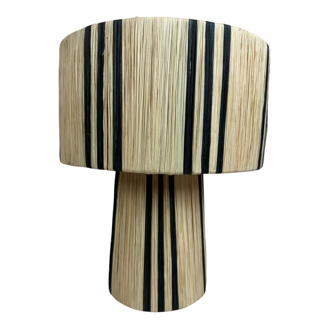21st Century Black Raffia Table Lamp | Chairish