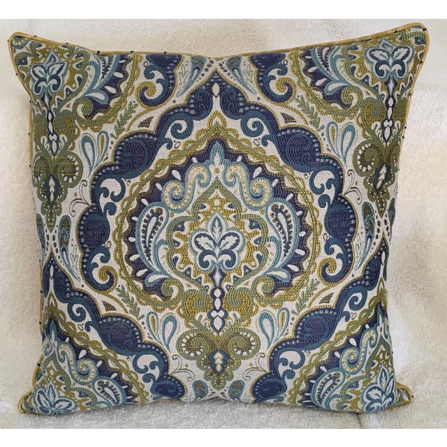 Custom High-End Damask Accent Pillow With Down Insert | Chairish
