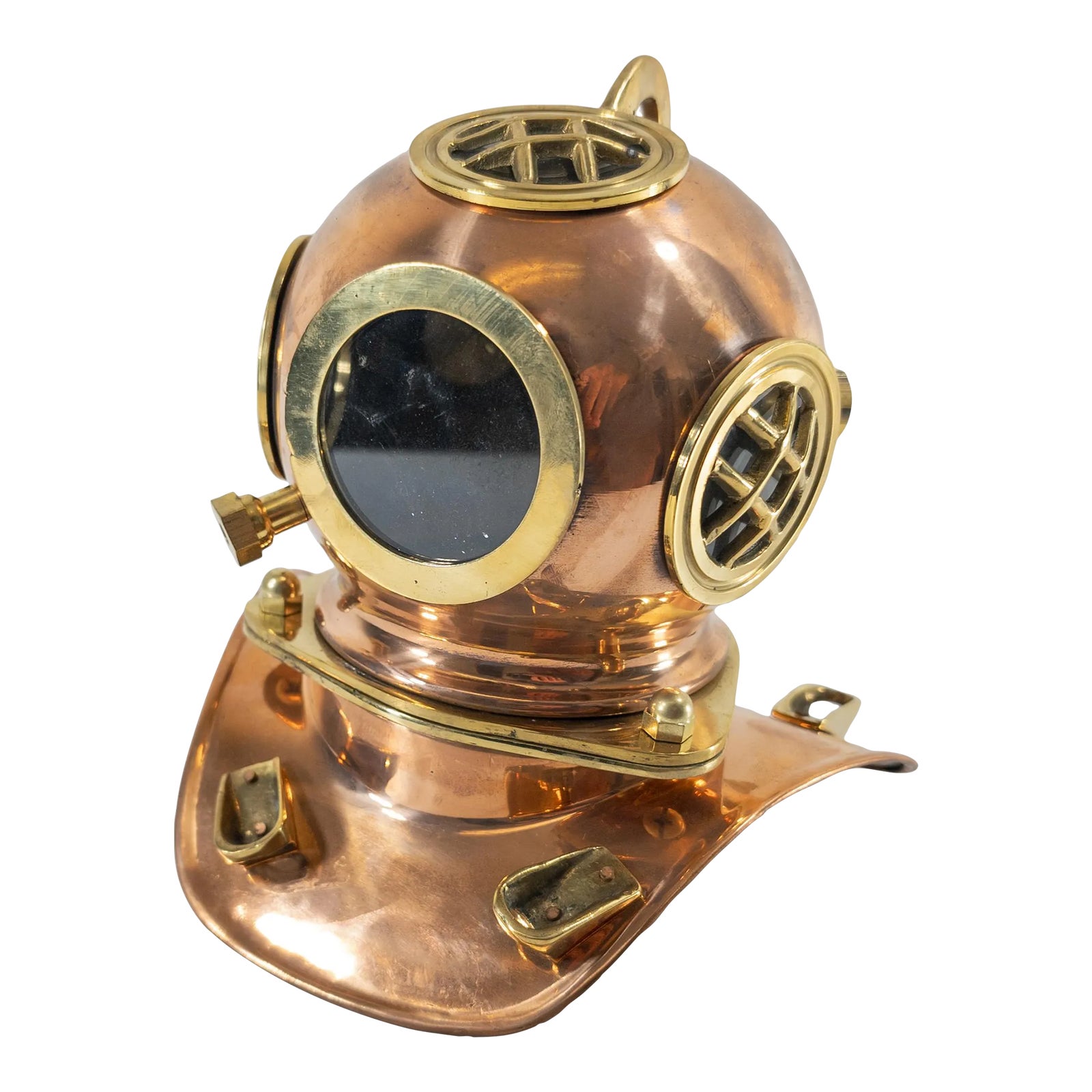 Mid-Century Decorative Brass and Copper Miniature Desktop Diving Helmet ...