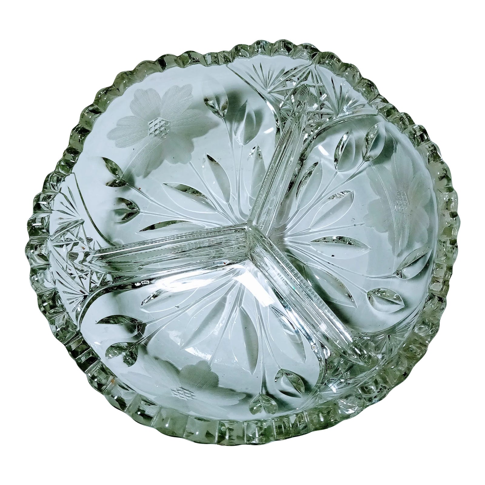 Antique Pairpoint Crystal Divided Nut Bowl | Chairish