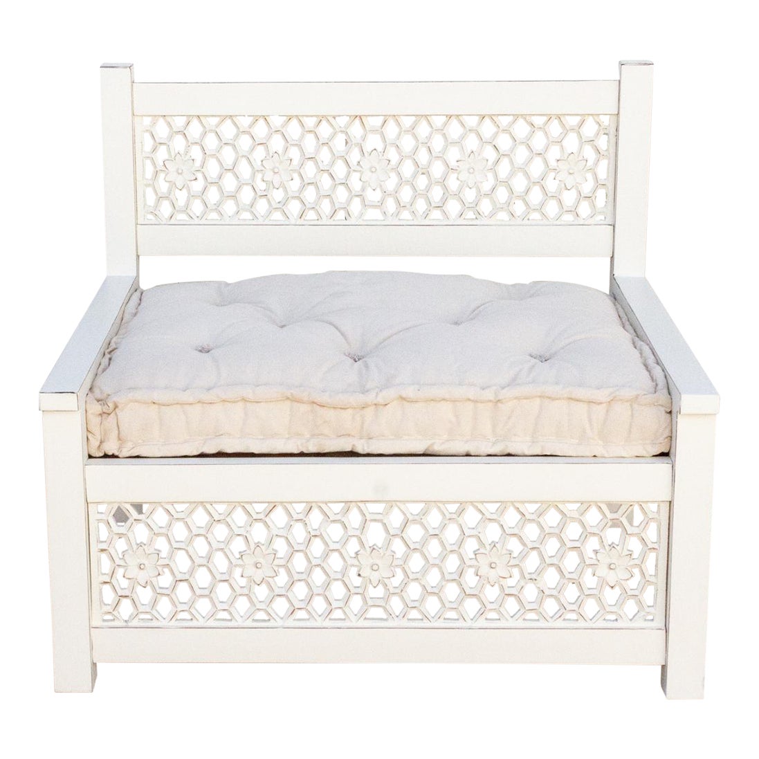 Floral Jali Antique White Club Chair | Chairish