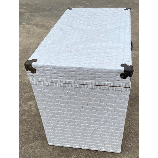 Vintage White Wicker Trunk | Chairish