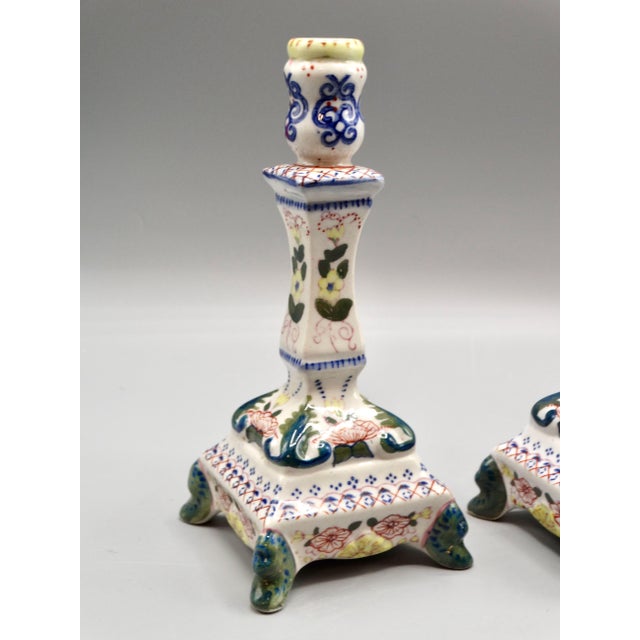 Antique Dutch Delft Royal Makkum Candlesticks, a Pair | Chairish