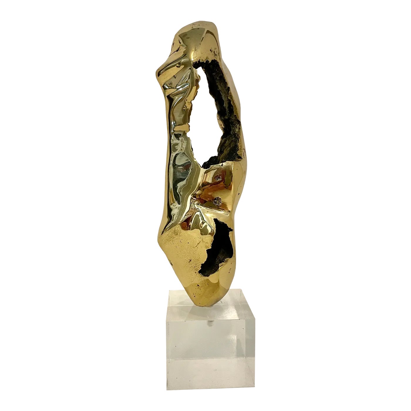 Brutalist Bronze Sculpture on Lucite Base by Ramon Viejo From 70's ...