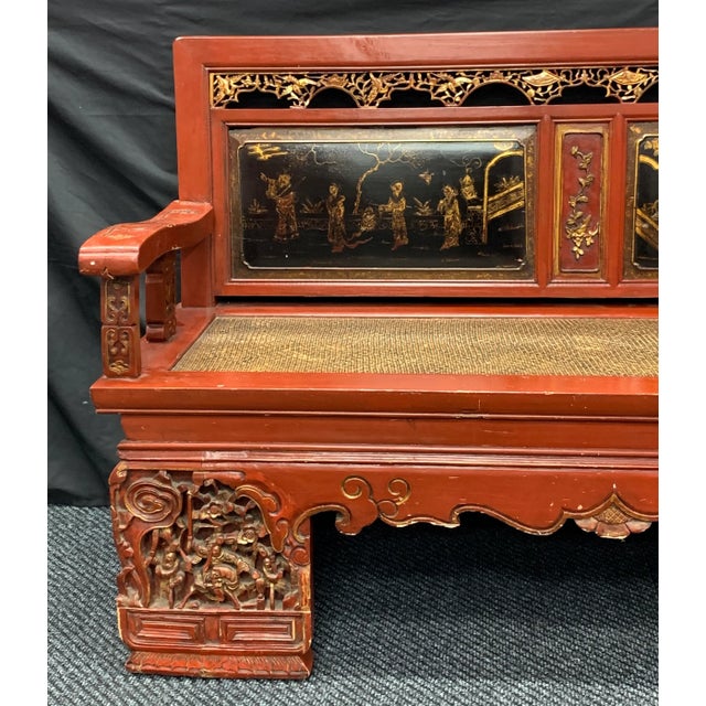 1900s Antique Chinese Chinoiserie Style Bench | Chairish