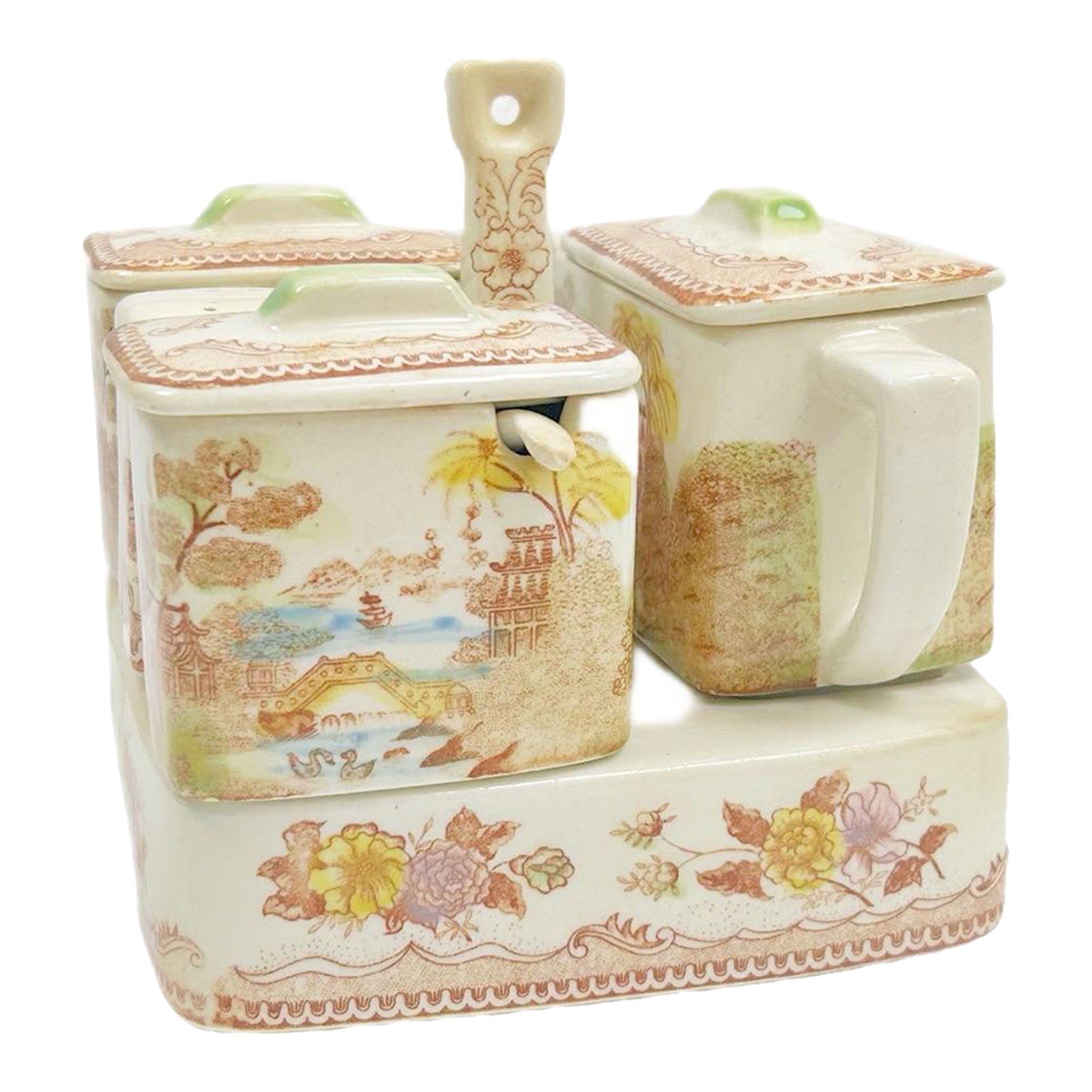 Vintage 12-Piece Oriental Gardens by Brown and Richie Serving Condiment ...