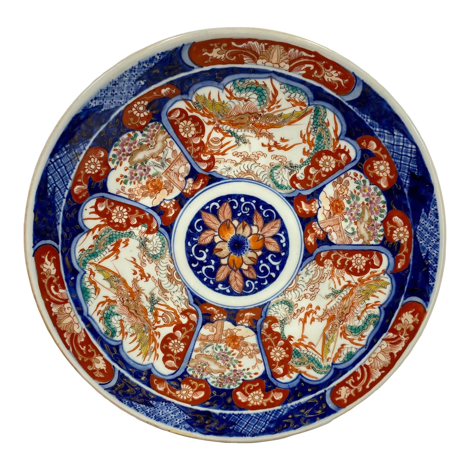 Antique Hand Painted Imari Plate Intricately Decorated With Floral ...