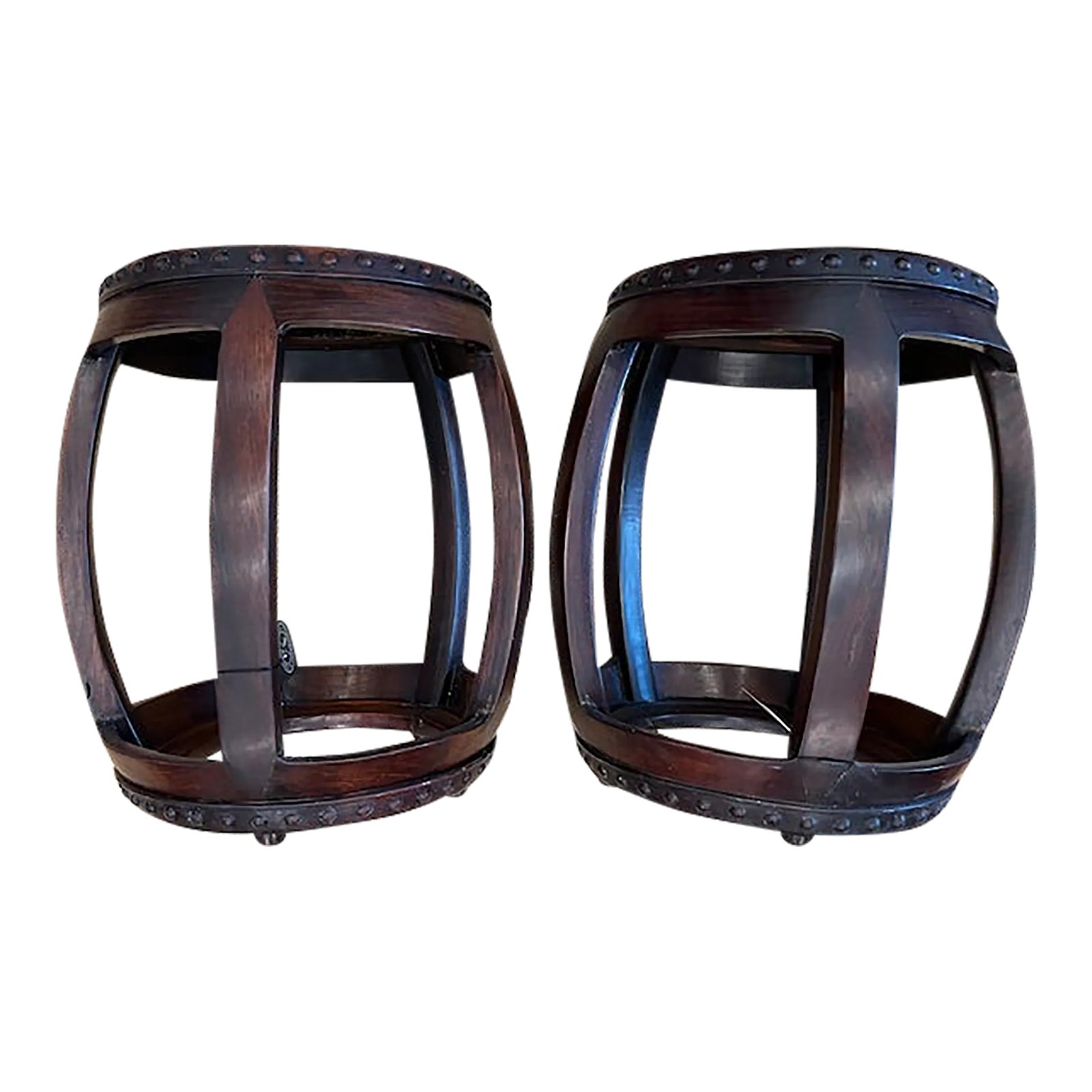 Mid 19th Century A Pair of Antique Chinese Huanghuali Barrel-Form ...