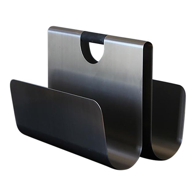 1970s Modern Stainless Steel Magazine Rack | Chairish