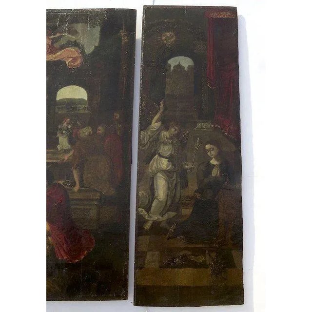 17th Century Italian School Triptych of the Nativity, Annunciation and St. Anne & Mary Oil ...