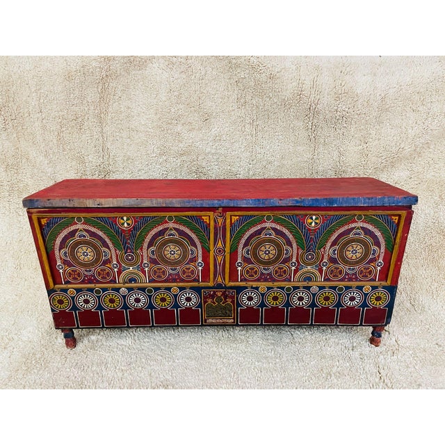 1960s Berber Wood Colorful Chest | Chairish