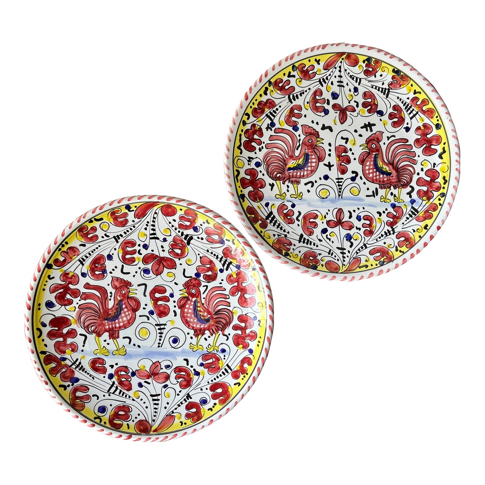 Vintage Deruta Italian Rooster Wall Plates-A Pair | Chairish