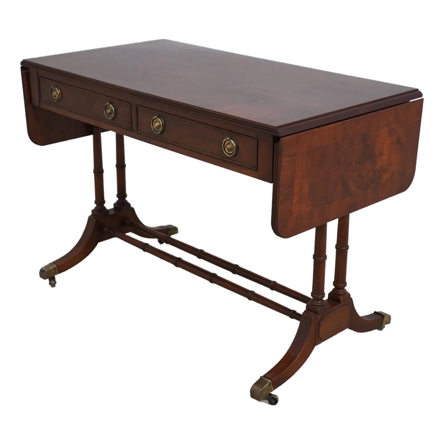 Hekman Yew Wood Drop Side Library Table Desk | Chairish
