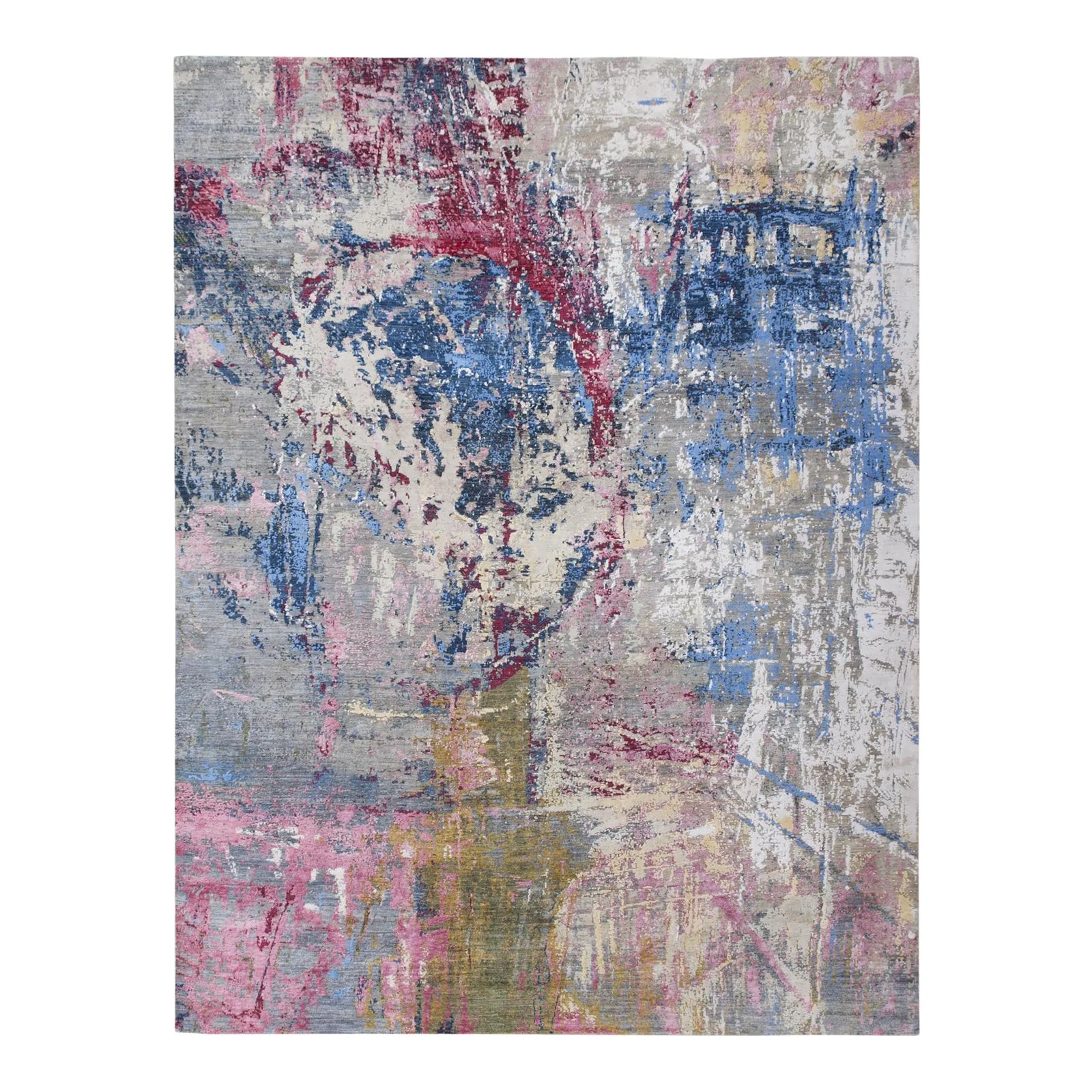Modern Hand Knotted Wool & Silk Rug - 7'9" X 10'2" | Chairish