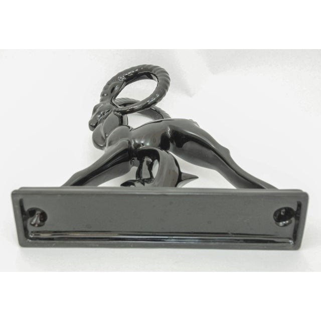 Art Deco Royal Haeger Style Ceramic Sculptural Ram Ibex Black | Chairish