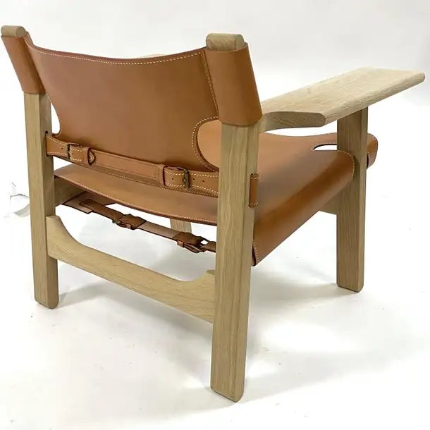 Børge Mogensen Oak & Saddle Leather 1958 Spanish Chair for Frederica ...