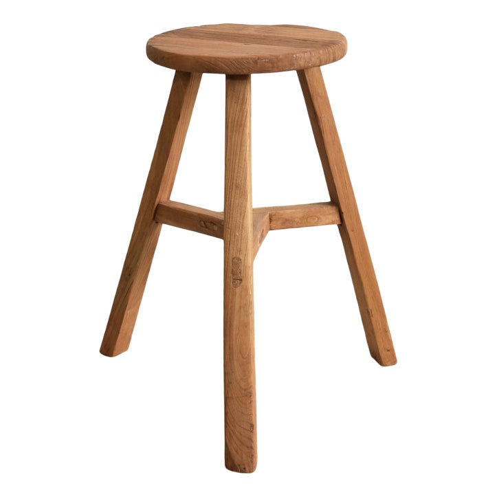 Rustic Round Top Stool, 1950s | Chairish