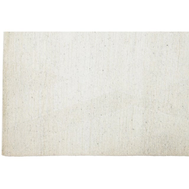 Apadana's Modern Moroccan Style Wool Rug in Ivory Features a Minimalist ...