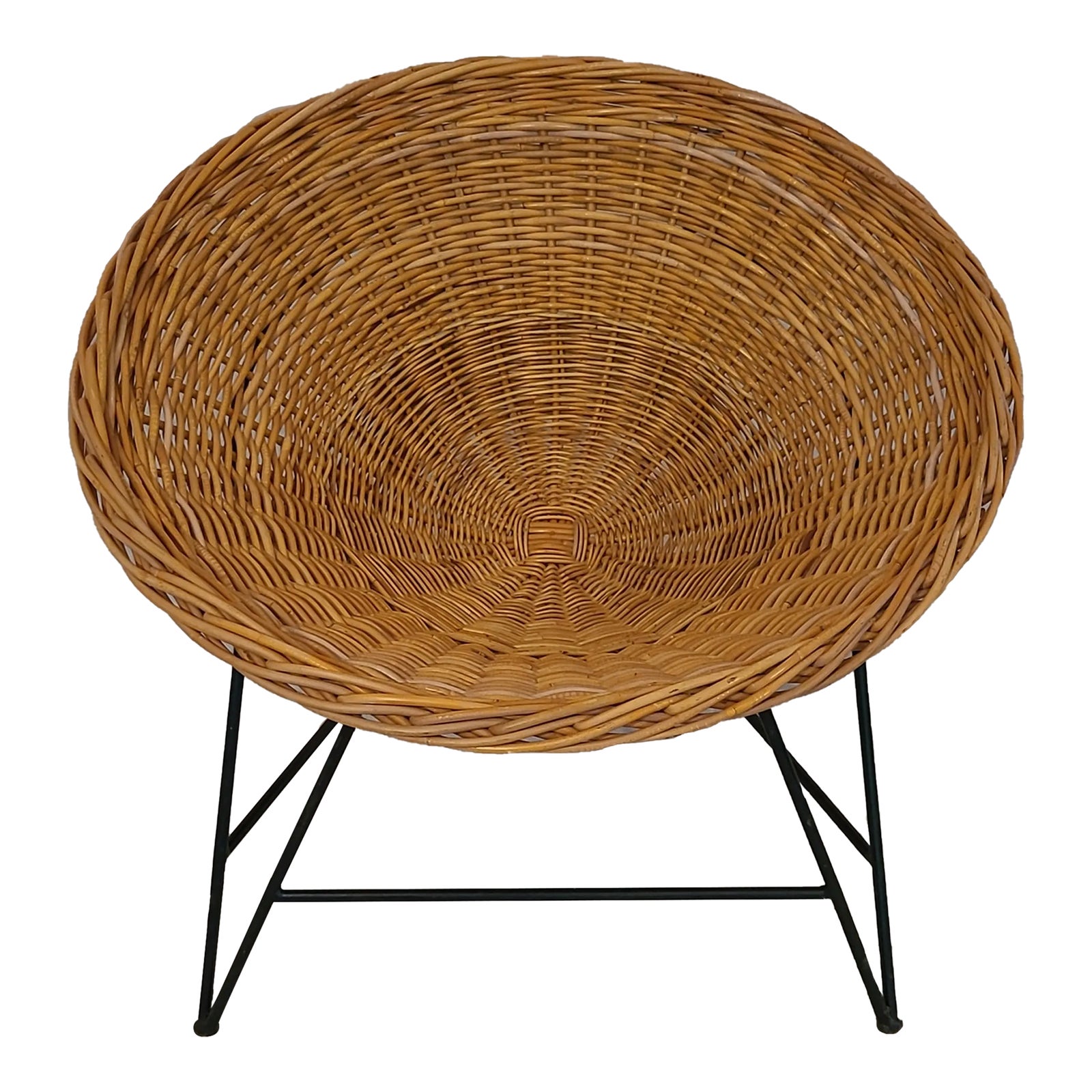 Mid 20th Century Wicker/Rattan Basket Chair | Chairish