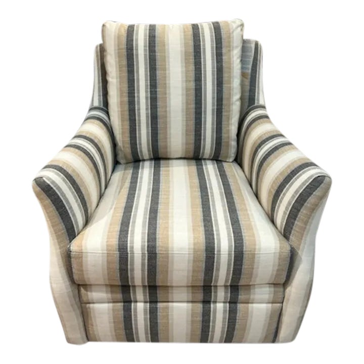 Sam Moore Striped Fabric Laura Swivel Chair | Chairish