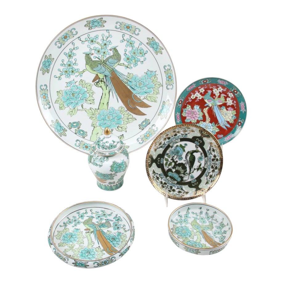 Mid 20th Century Gold Imari Hand-Painted Porcelain Set- 6 Pieces | Chairish