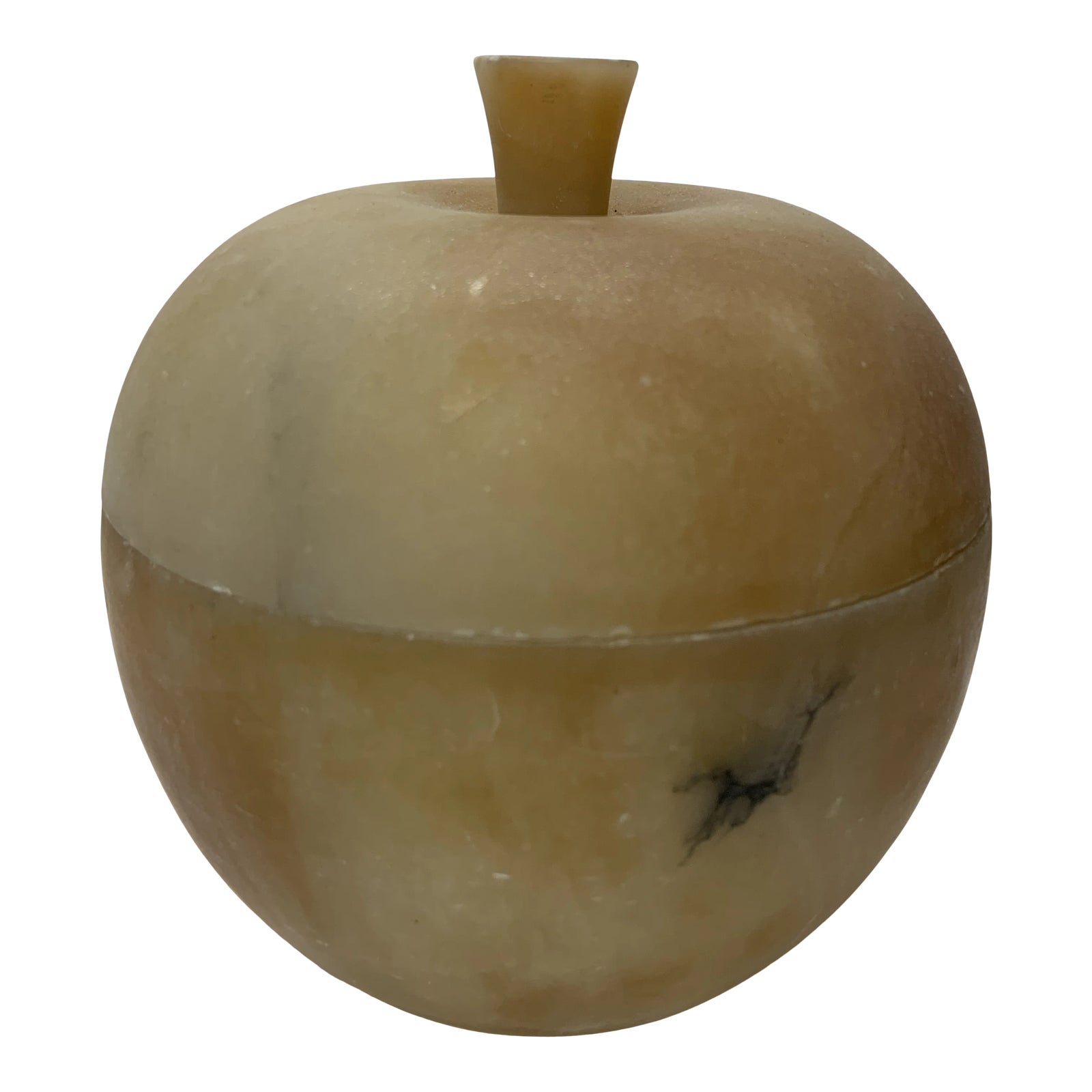 Vintage Italian Alabaster Powder Box With Puff | Chairish