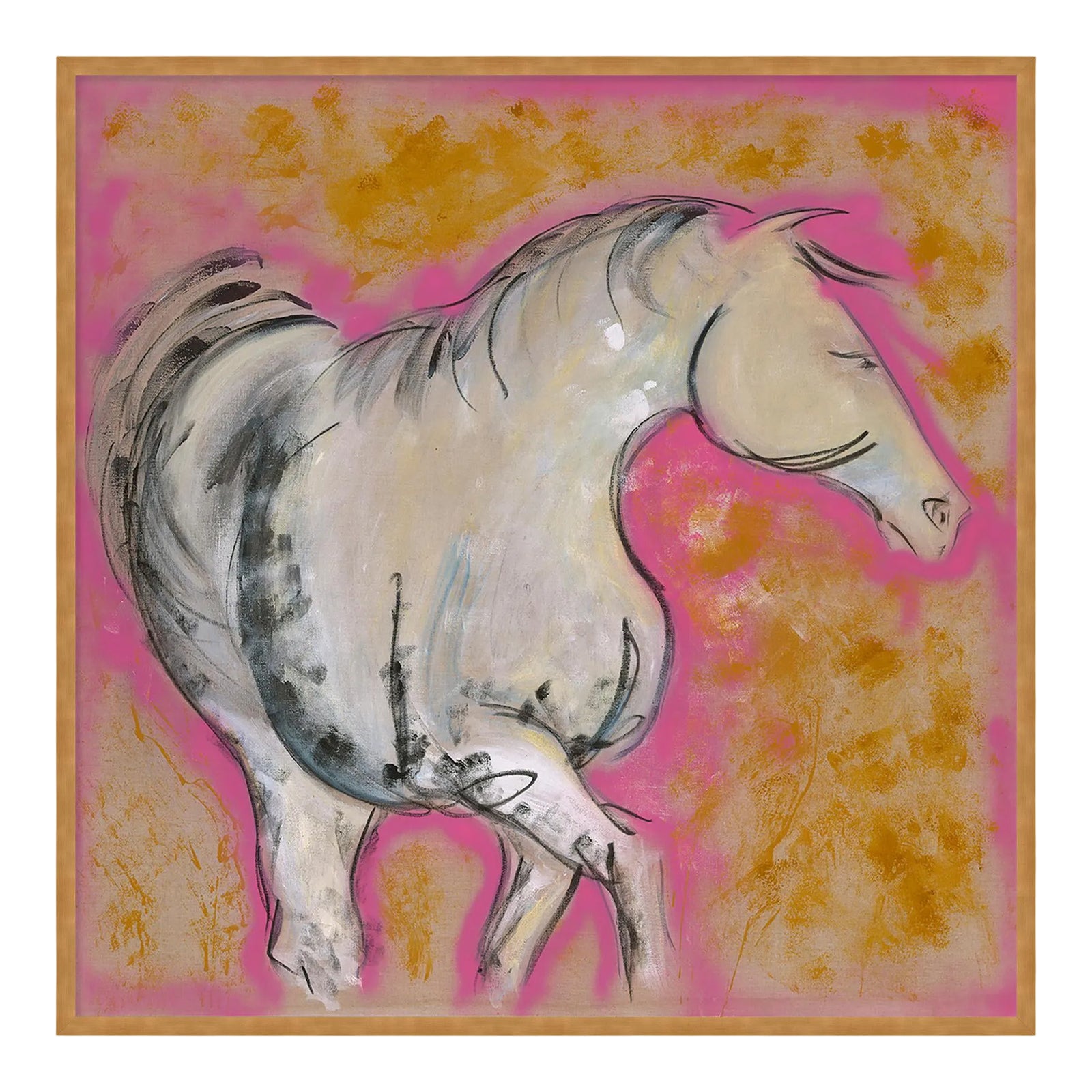 Pink Lady by Donna Bernstein, Art Print in Gold Frame, Large | Chairish