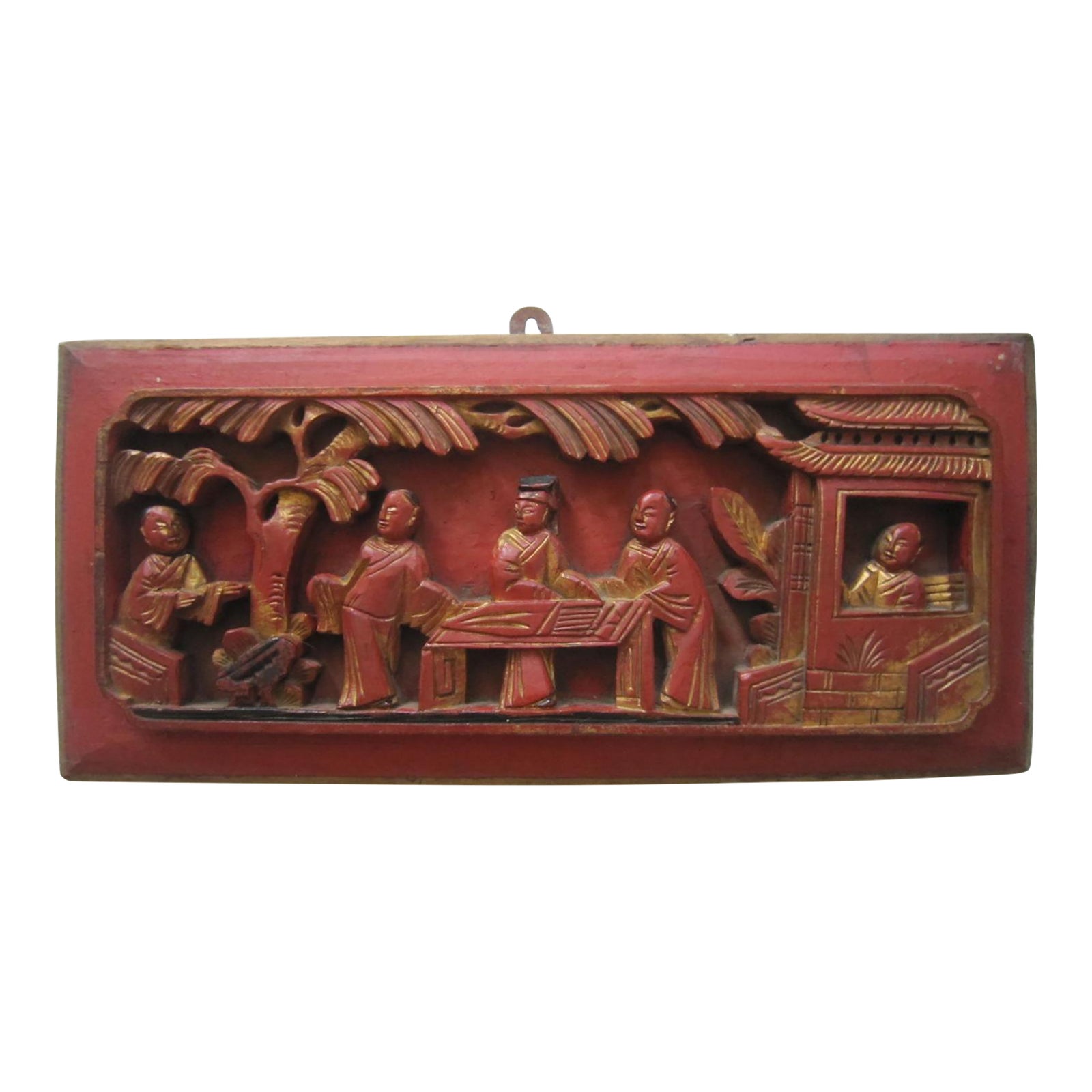 Chinese Wood Temple Carving | Chairish