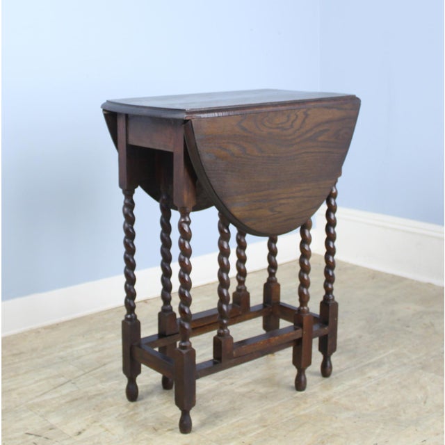 Late 19th Century English Barley Twist Drop Leaf Gateleg End Table ...