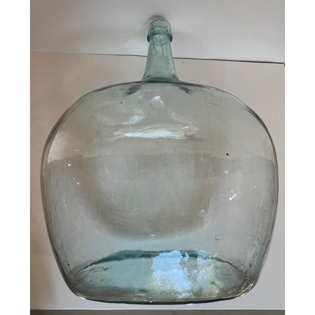 Vintage Light Blue Glass Demijohn Oval Shaped Bottle | Chairish