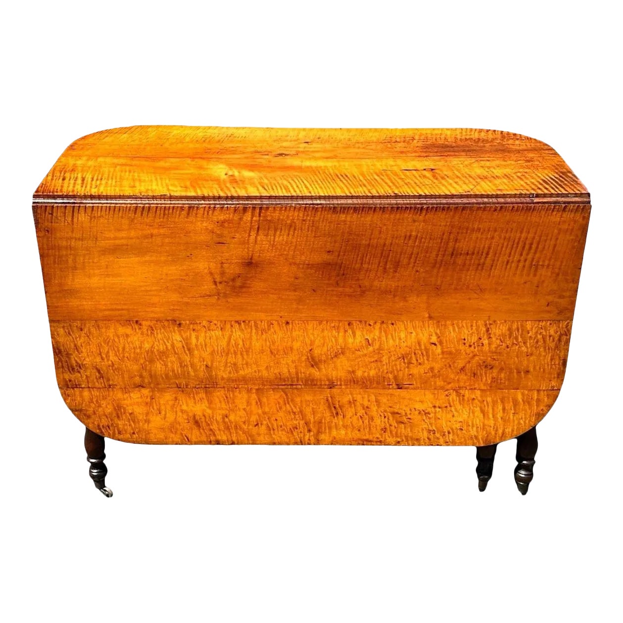 Early 19th Century Antique Federal Tiger Maple & Cherry Dropleaf Bakers ...