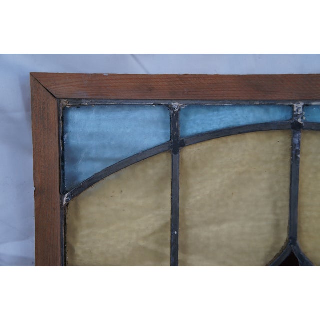 Antique English Victorian Leaded Stained Glass Window Floral Rose Pine ...