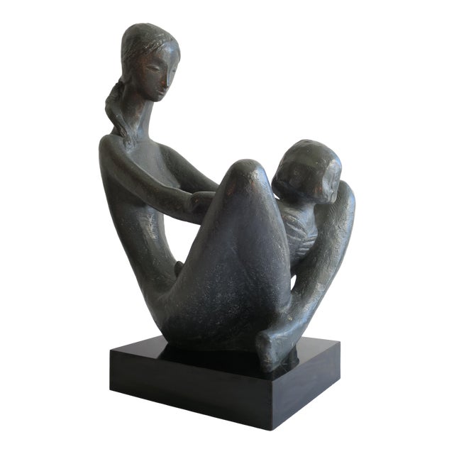 Vintage 1970s Mother & Child Sculpture by Austin Productions | Chairish