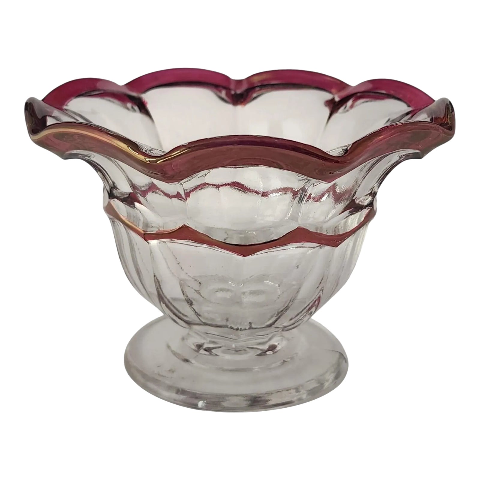 Westmoreland Glass Co Vintage Ruby Red Flash Paneled Candy Dish Bowl ...