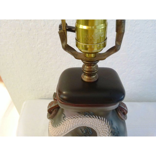 Mid-Century Chinese Gray Bisque White Dragon Table Lamp | Chairish