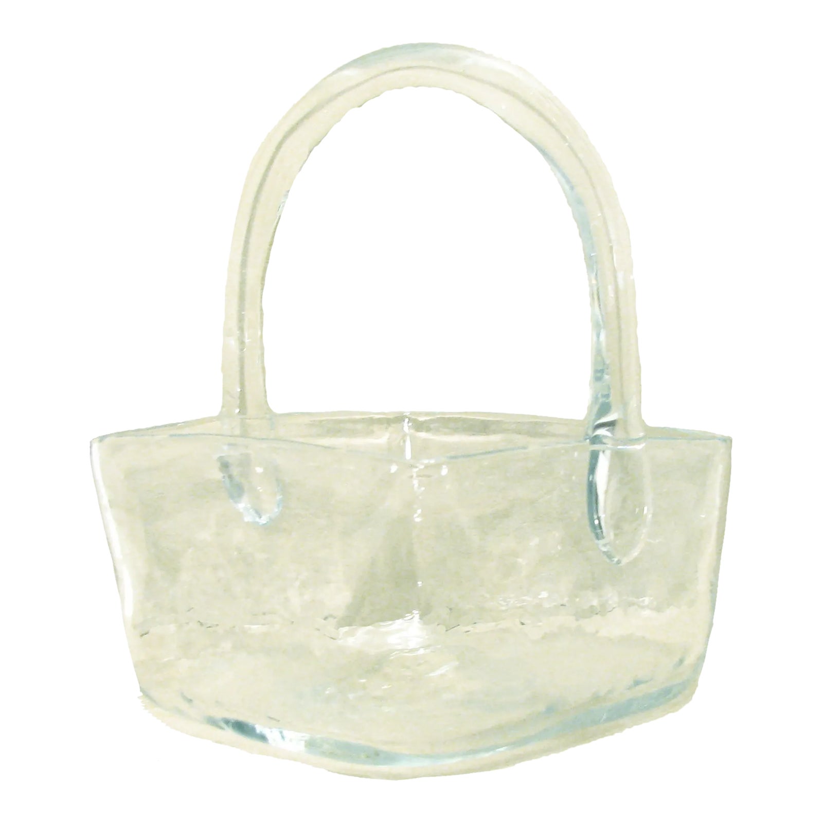 1970s Blenko Handblown Clear Glass Square Basket W/ Handle | Chairish