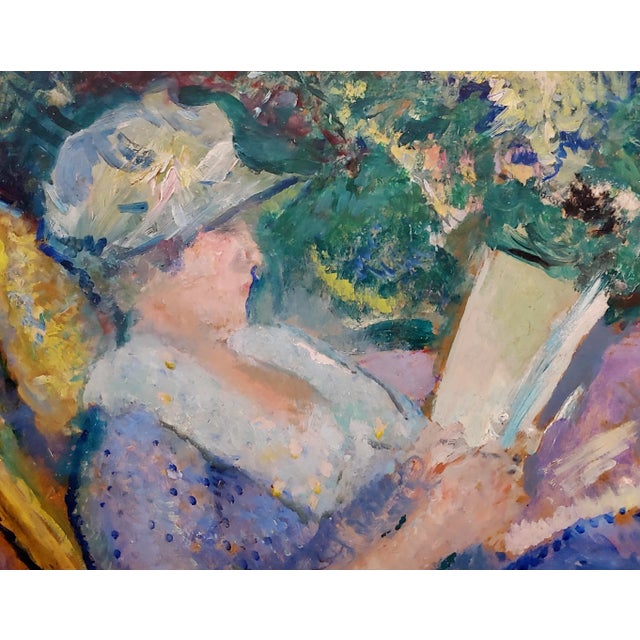 Louis Ritman -Woman Reading a Book in the Garden -1917 Oil Painting ...