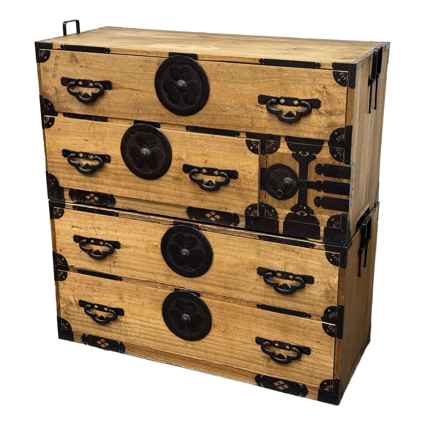 Two Piece Kiro Wood Japanese Tansu | Chairish