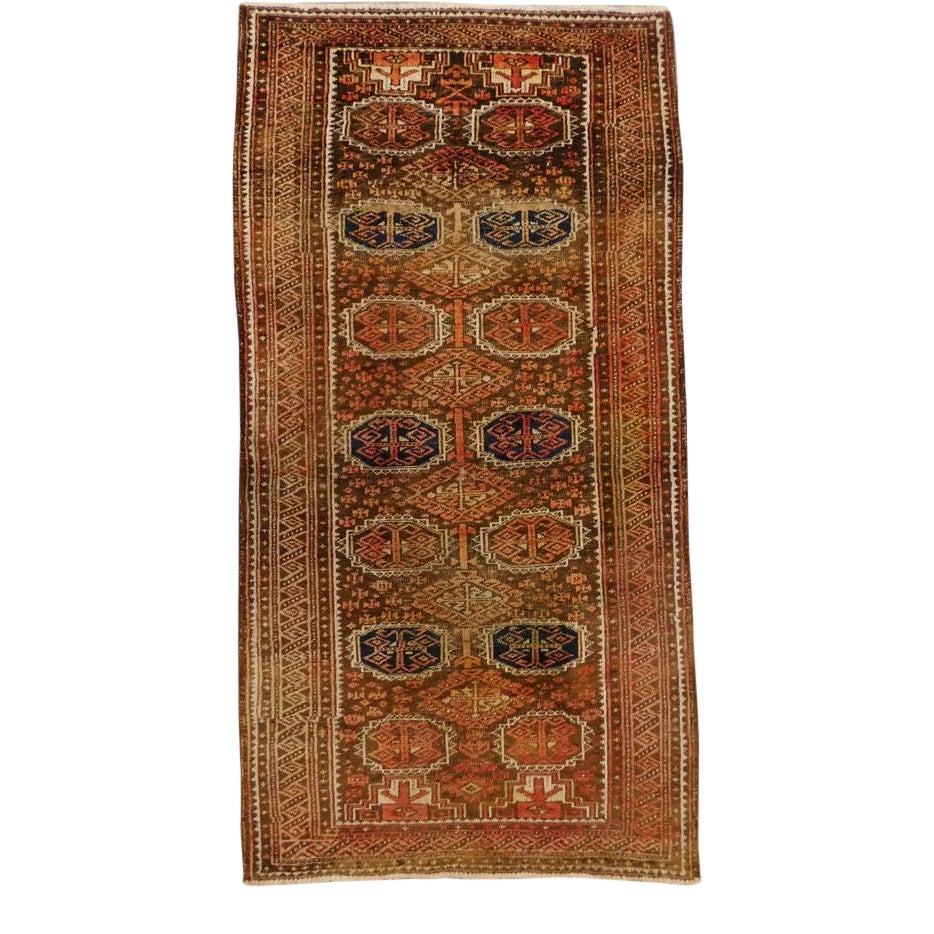 1950s Vintage Hand Knotted Bokara Style Persian Rug | Chairish