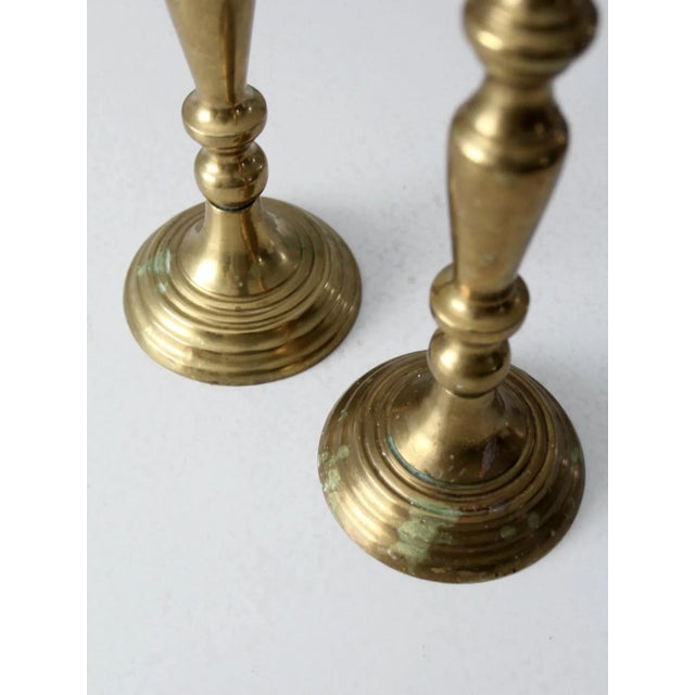 Antique Brass Candlestick Holders Pair | Chairish