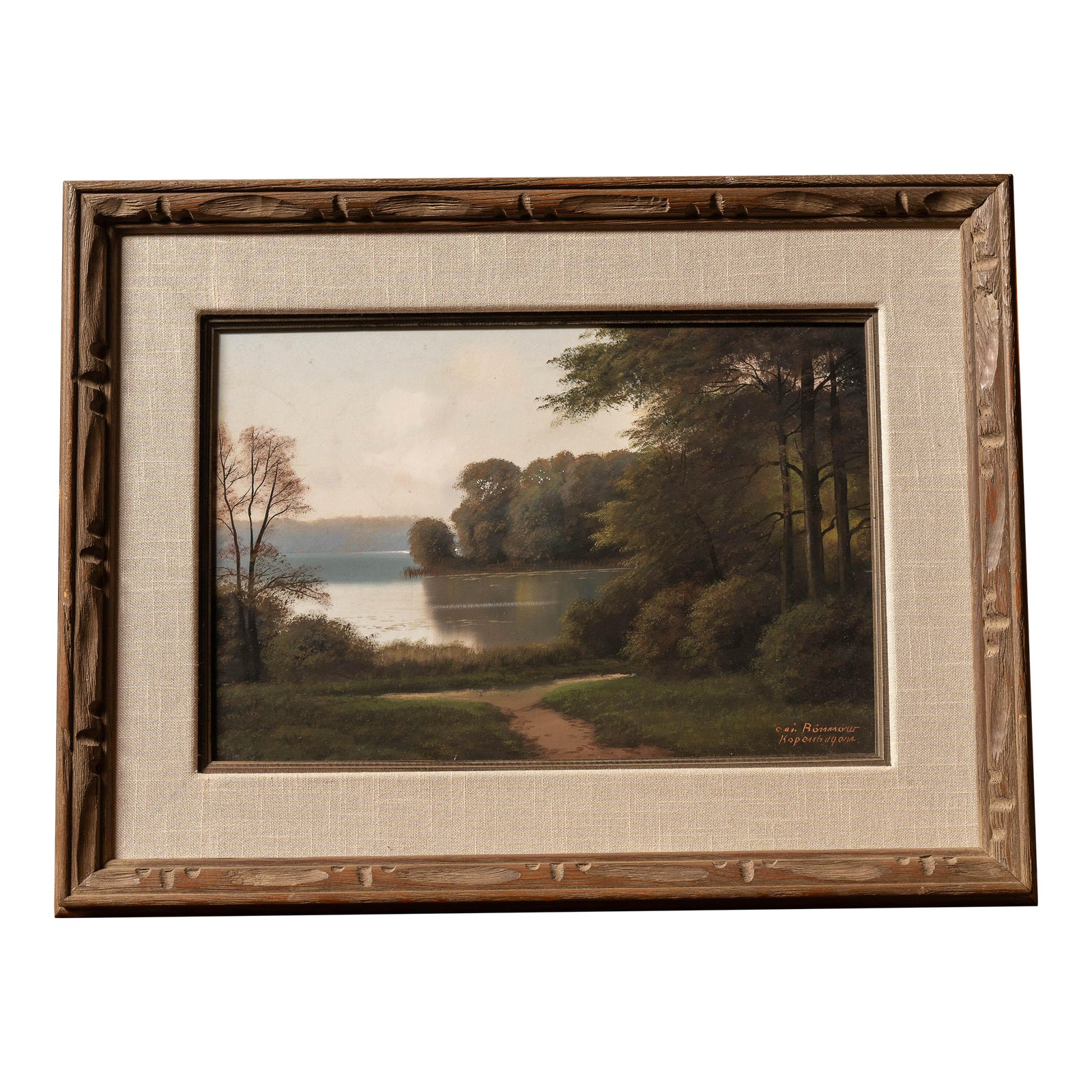 Vintage Framed Danish Landscape Print, Signed | Chairish