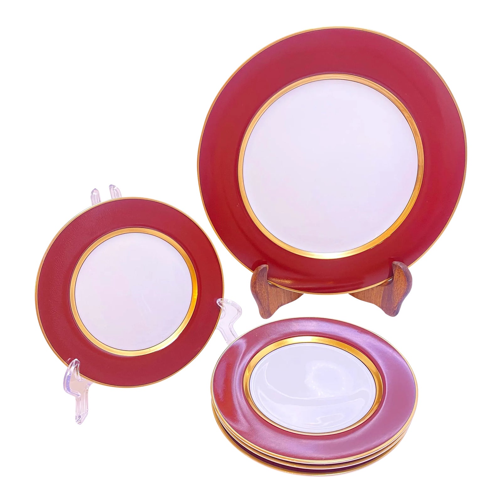 1980s Fitz and Floyd Renaissance Pattern 1 Dinner Plate and 4 Dessert ...